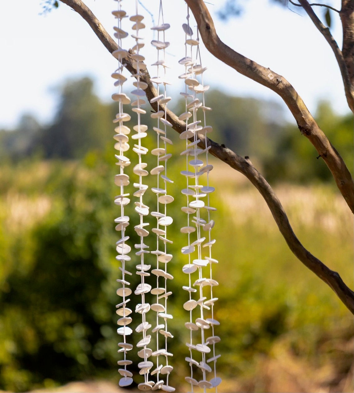 White Ceramic Hanging Wind Chime Bells by Poor House Pottery - Etsy