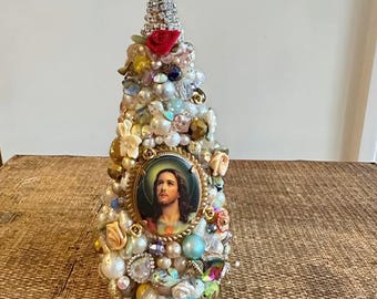 Vintage Jeweled Christmas Tree Art by Poor House Pottery - Etsy