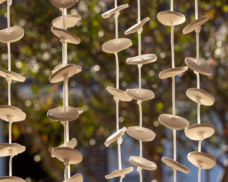 White Ceramic Hanging Wind Chime Bells by Poor House Pottery***double ...