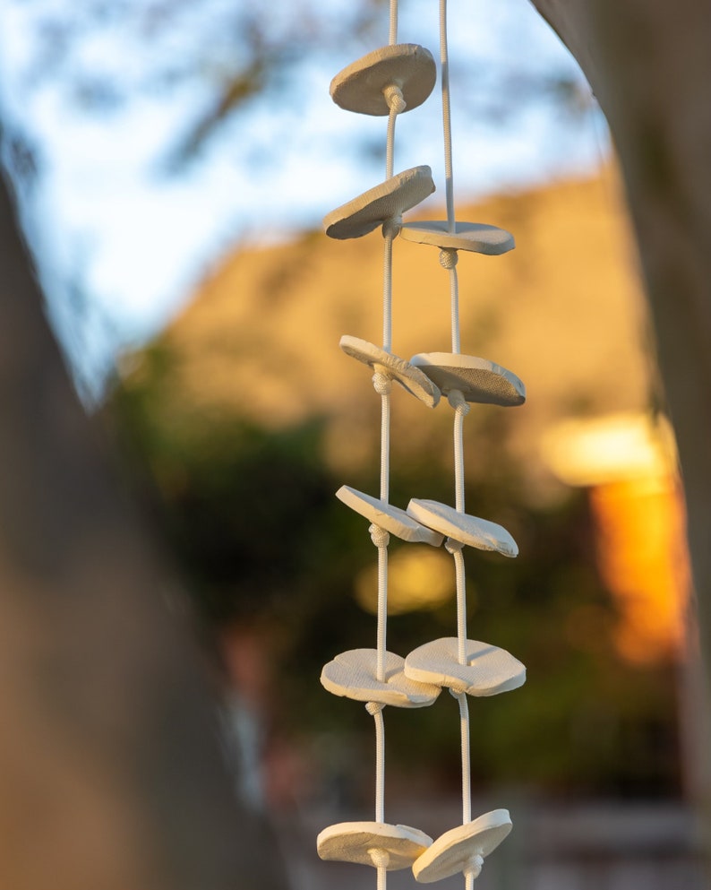 White Ceramic Hanging Wind Chime Bells by Poor House Pottery***double ...