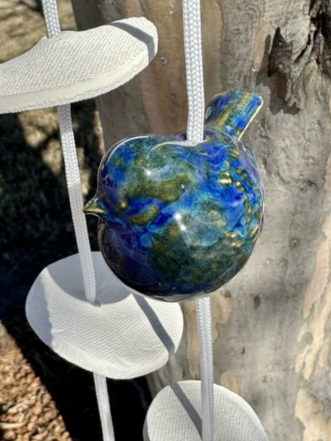 Ceramic Wind Chime Double Bluebird by Poor House - Etsy