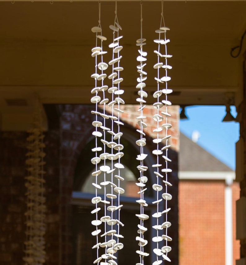 White Ceramic Hanging Wind Chime Bells by Poor House Pottery***double ...