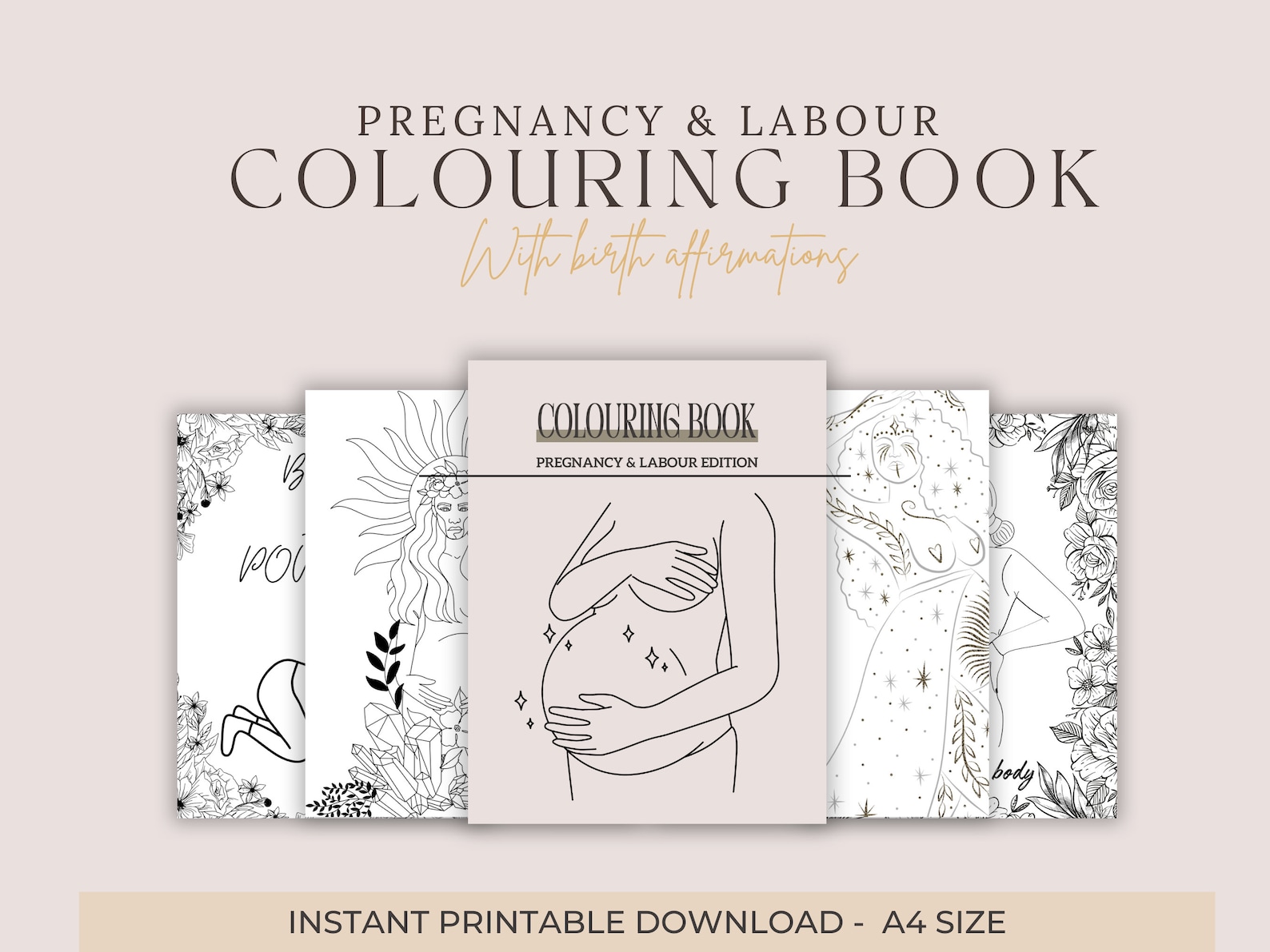 Pregnancy Labour Colouring Book, Empowering Affirmations, Fun Labour ...