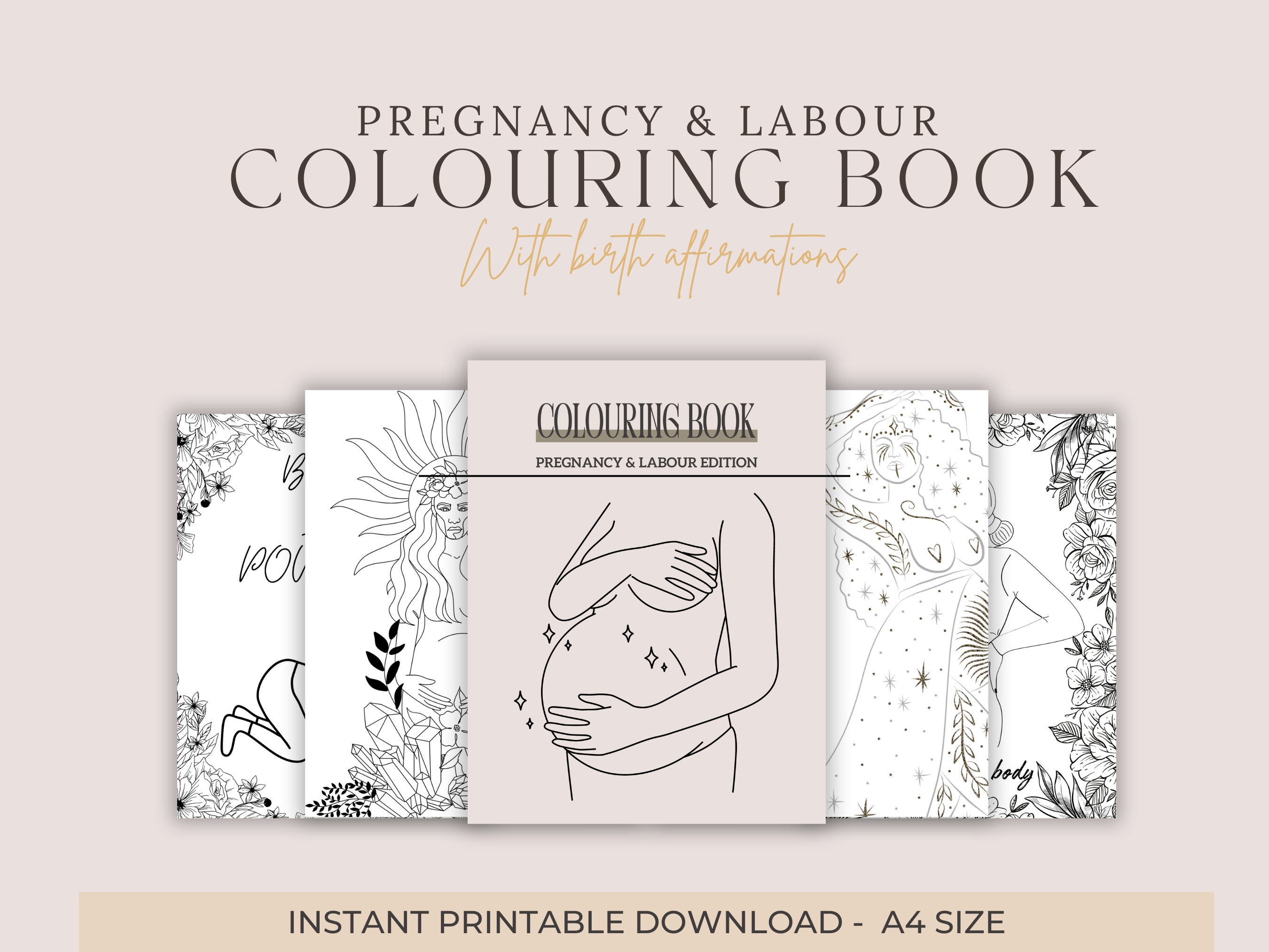 Pregnancy Labour Colouring Book, Empowering Affirmations, Fun Labour ...