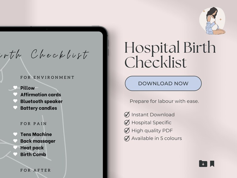 Hospital Birth Checklist by Birth Doula, Digital A4 Size, Printable - Etsy