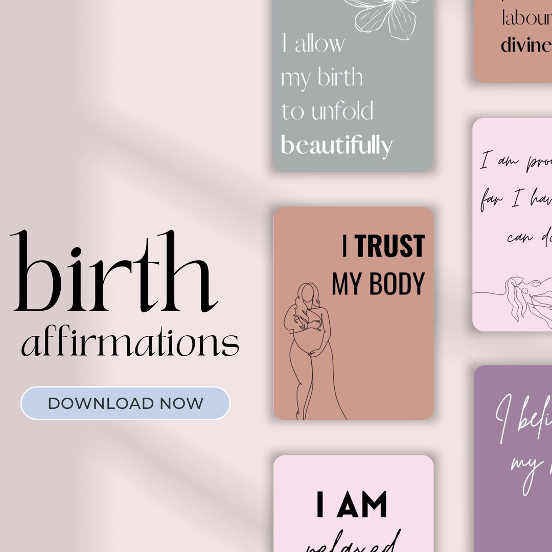 Birth Affirmation Cards, 44 Earthy Tones Digital Cards, Printable ...