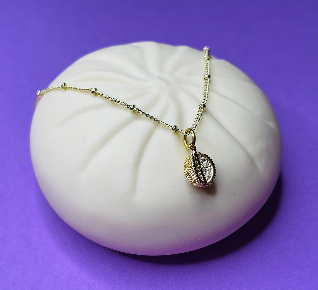 Durian Charm Necklace- Fruit, Gift, Gold Plated, Brass, Beaded Ball, 20 ...