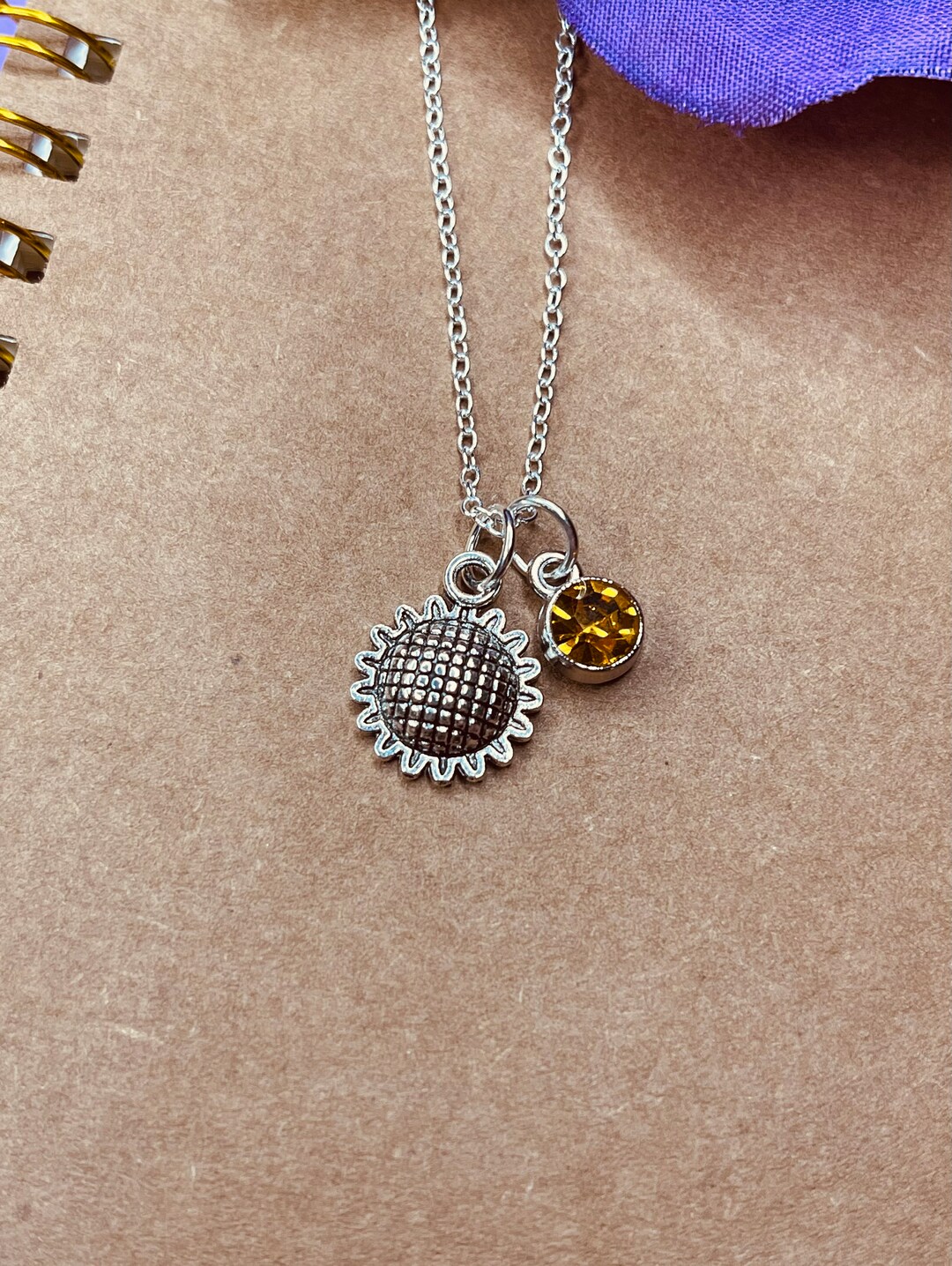 Sunflower Charm Necklace- Yellow, Flower, Gift, Silver, 18 Inch - Etsy