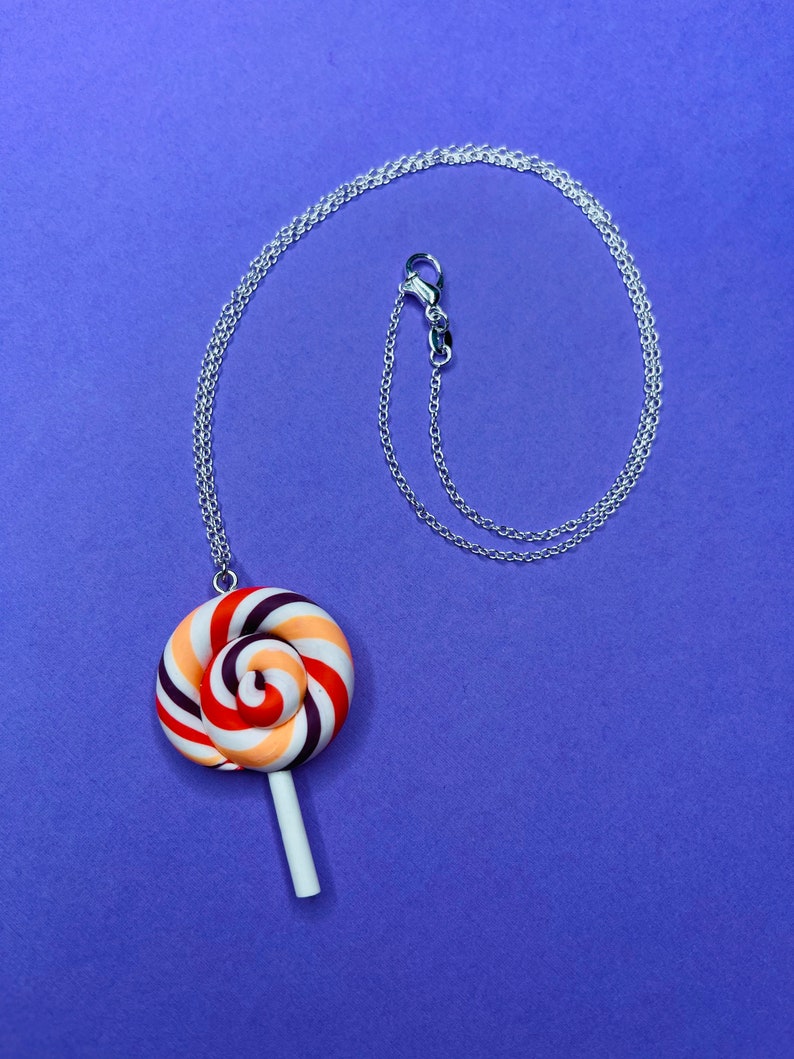 Lollipop Charm Necklace: Rainbow Candy, Silver Snake Chain - Etsy