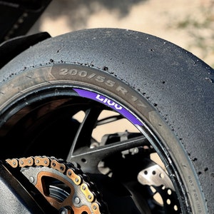 Custom Motorcycle Wheel Decals. Rim Stripe With Custom Text // Wheel ...