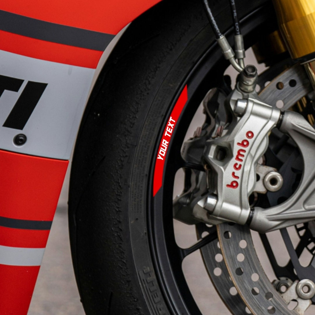 Custom Motorcycle Wheel Decals. Rim Stripe With Custom Text // Wheel ...