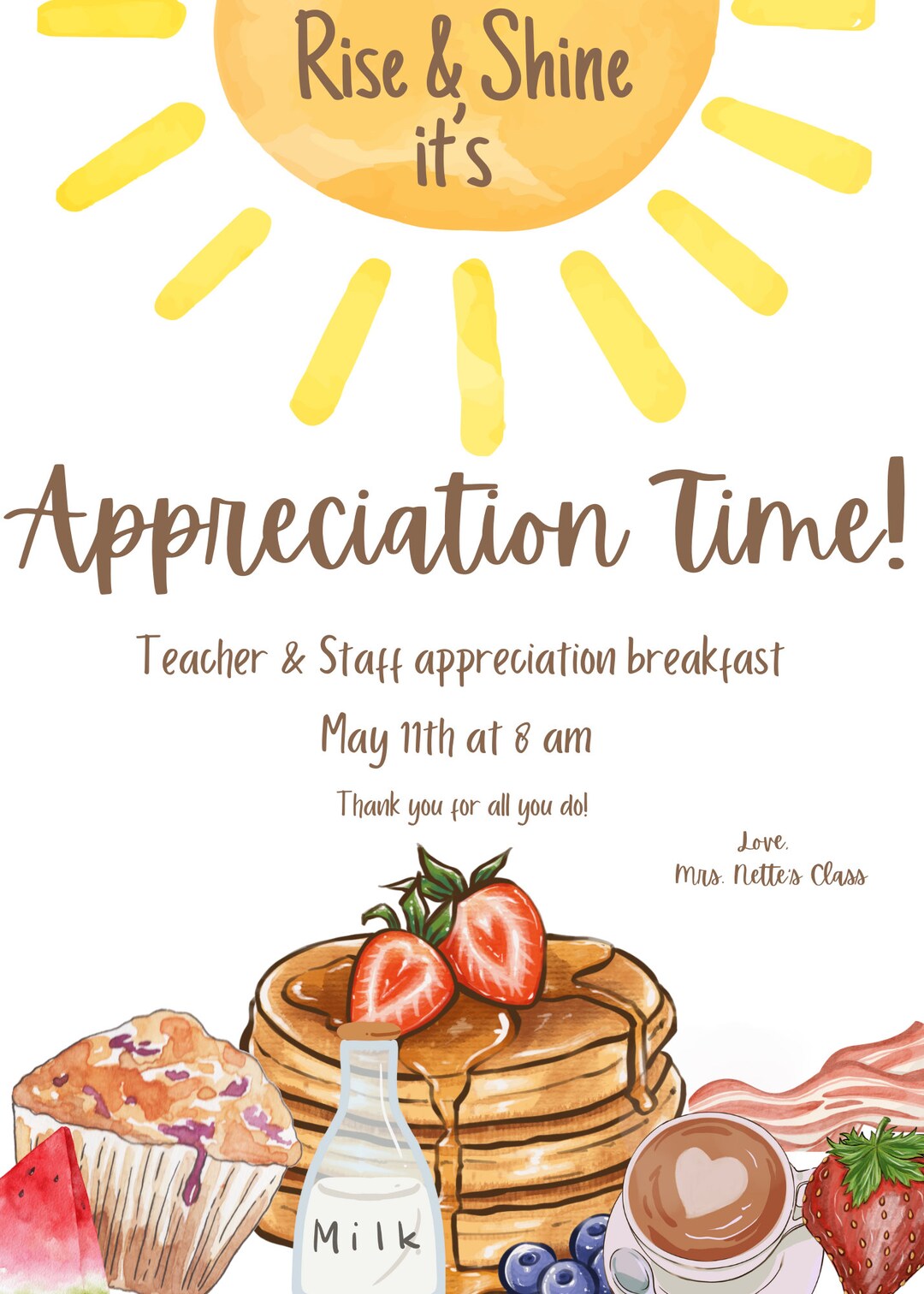 Teacher Appreciation Breakfast Invitation - Etsy