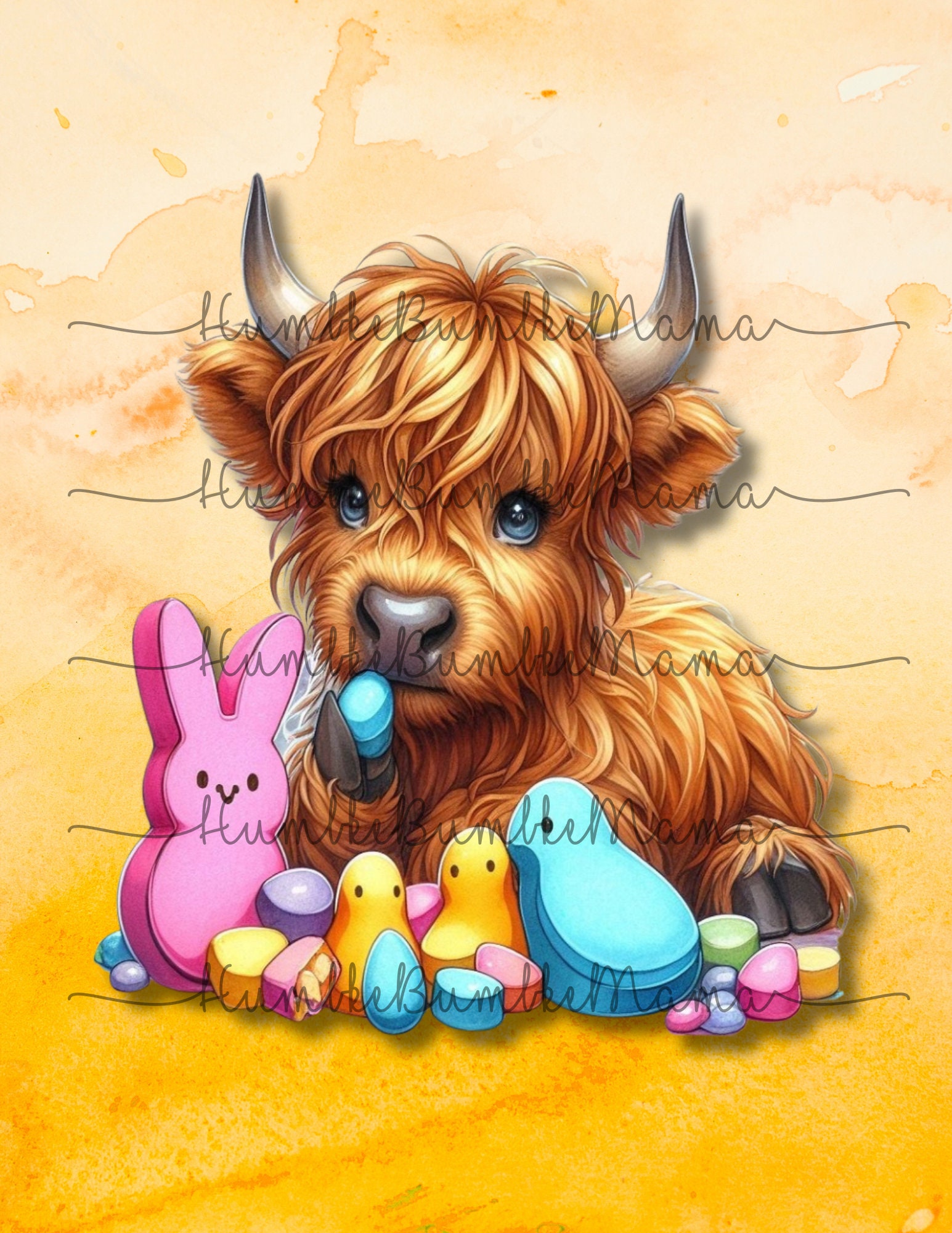 Cute Highland Cow Easter Sublimation PNG - Etsy