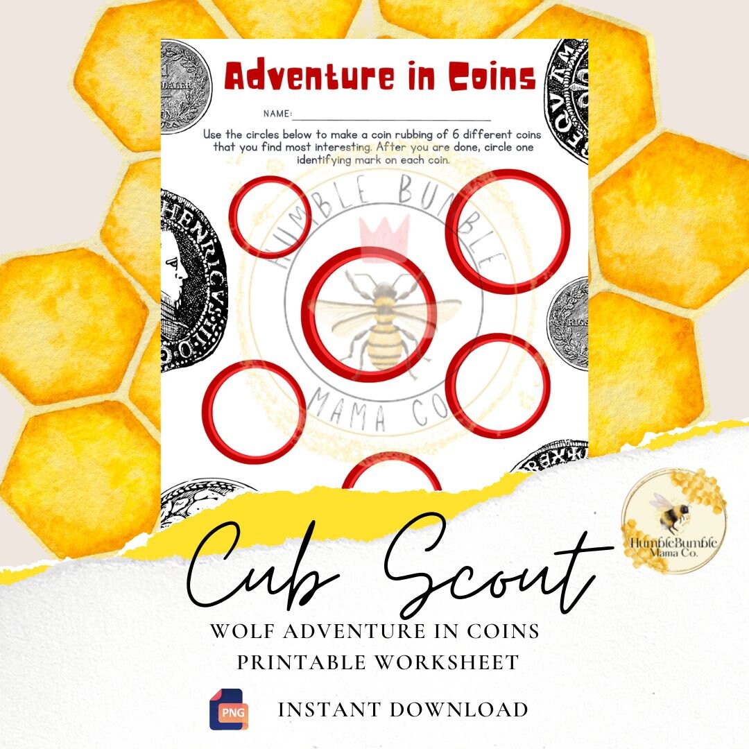 Cub Scout Wolf Adventure in Coins Printable Worksheet PNG instant ...
