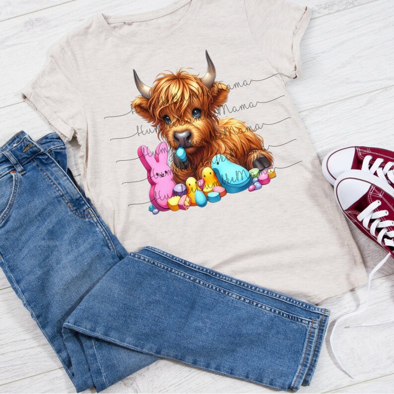 Cute Highland Cow Easter Sublimation PNG - Etsy