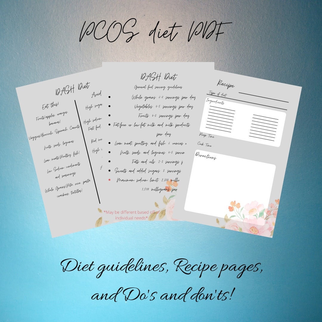 Pcos/dash Diet PDF With Recipe Pages - Etsy