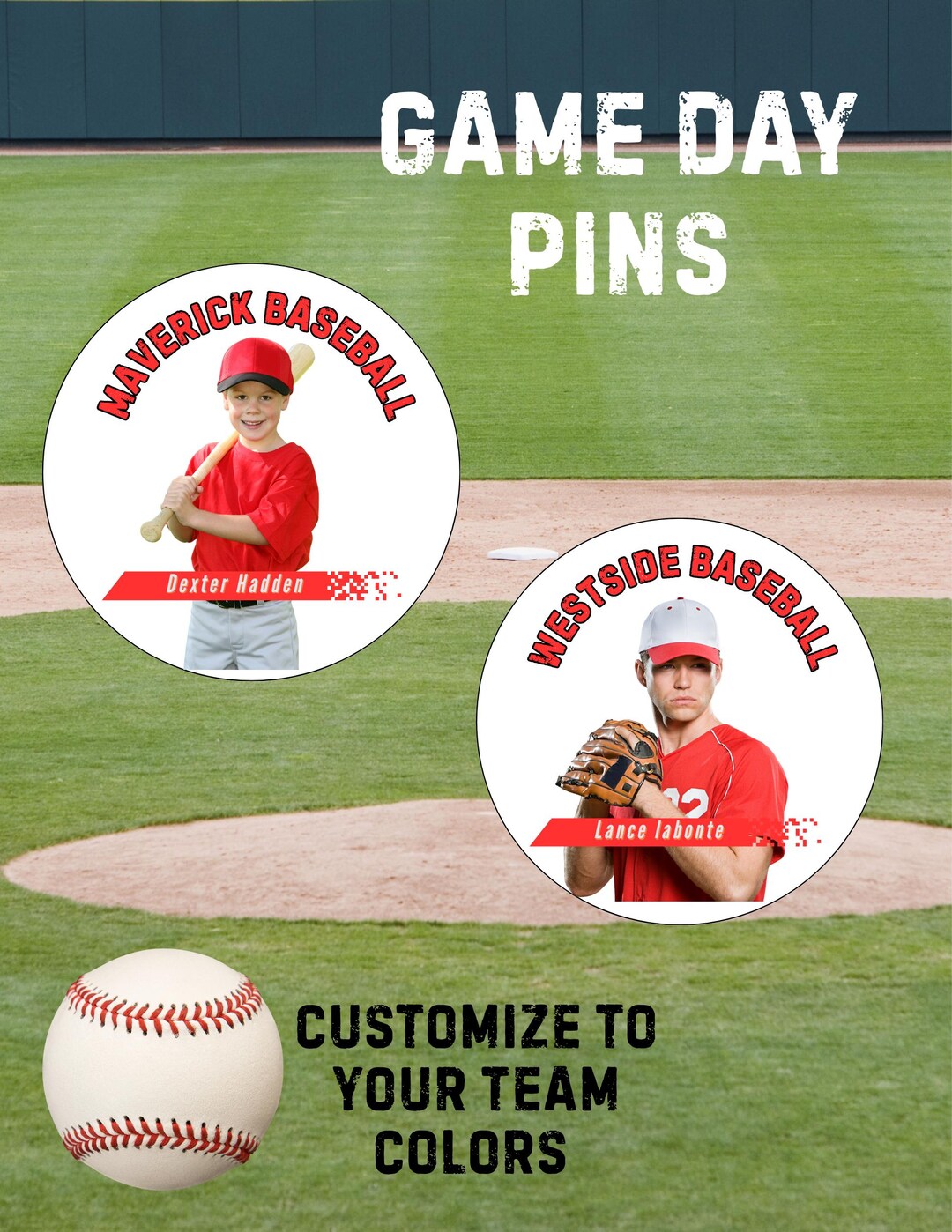 Baseball Custom Photo Button Pin - Etsy