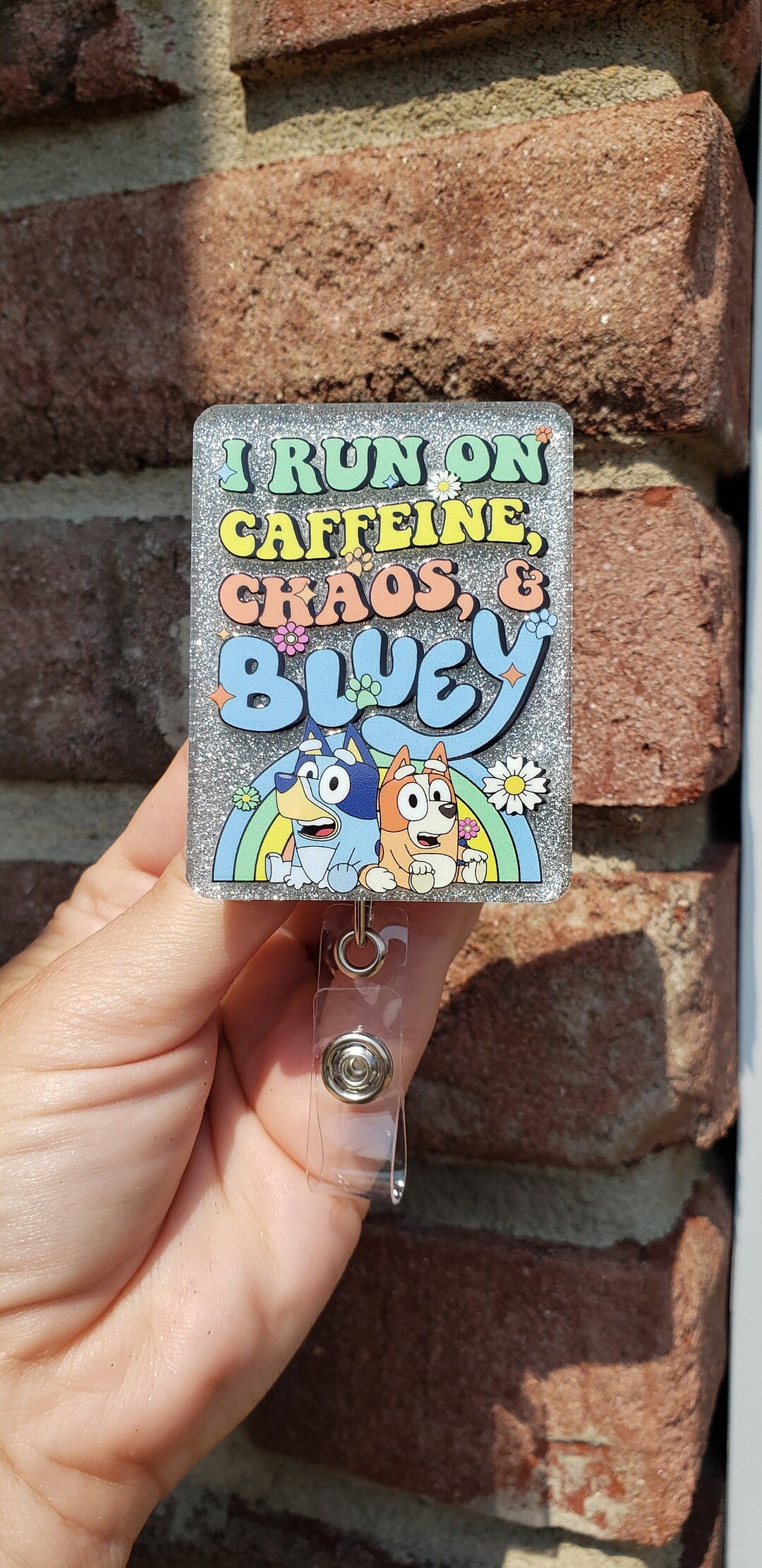 Blue Dog Caffine and Chaos Badge Reel - Etsy