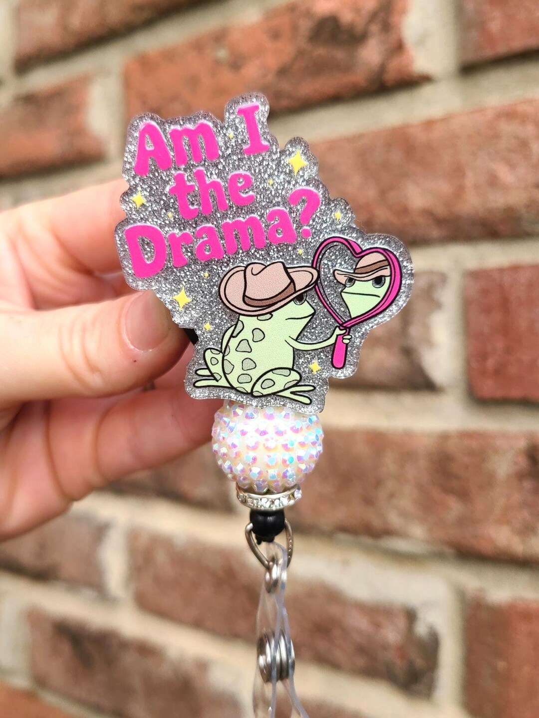 Am I the Drama Frog Funny Handmade Retractable ID Badge Reel Teacher ...