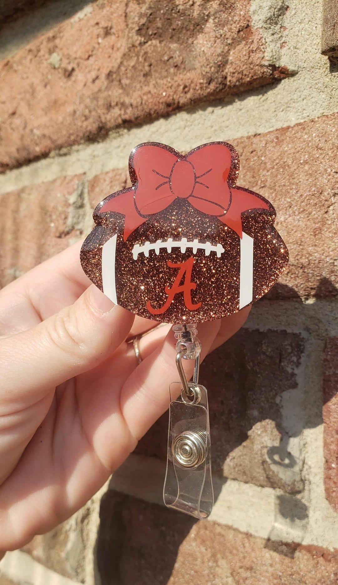 Alabama Themed Football Shaped Badge Reel - Etsy