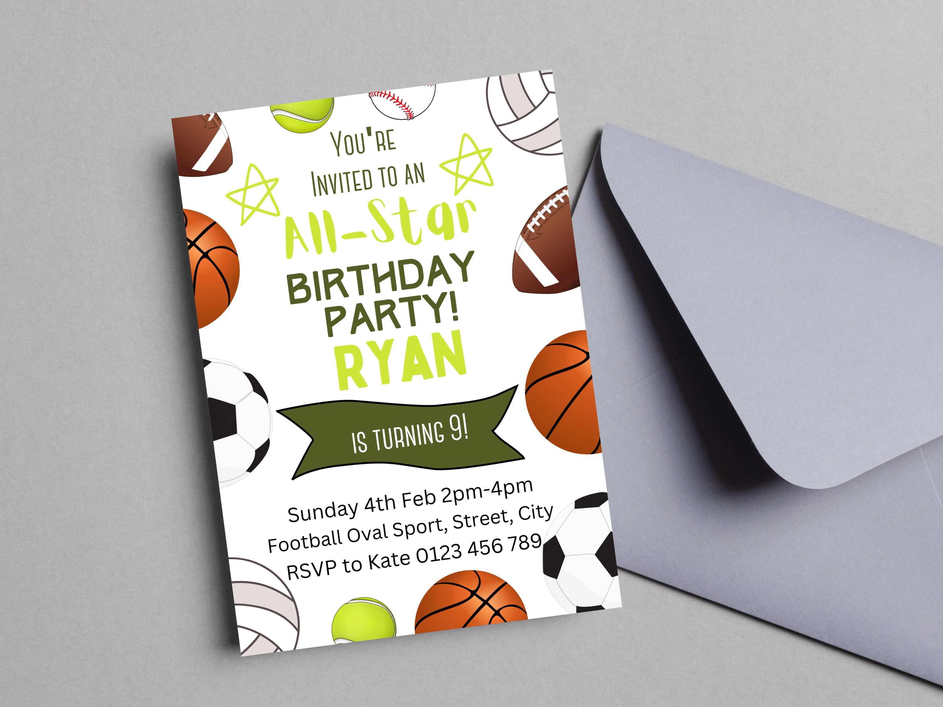 Sports Birthday Invitation, Sports Party Invitation, Sports Invitation ...