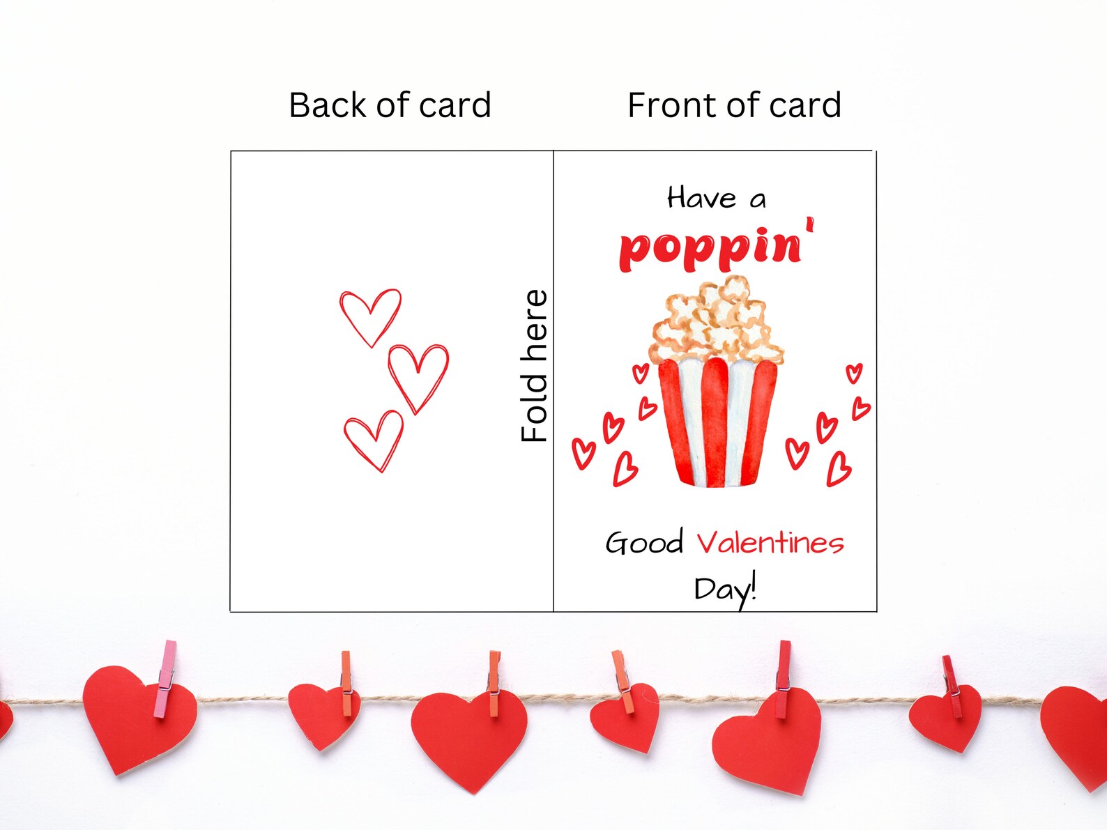 Popcorn Valentines Day Cards for Kids, Kids Valentine Cards, Popcorn ...