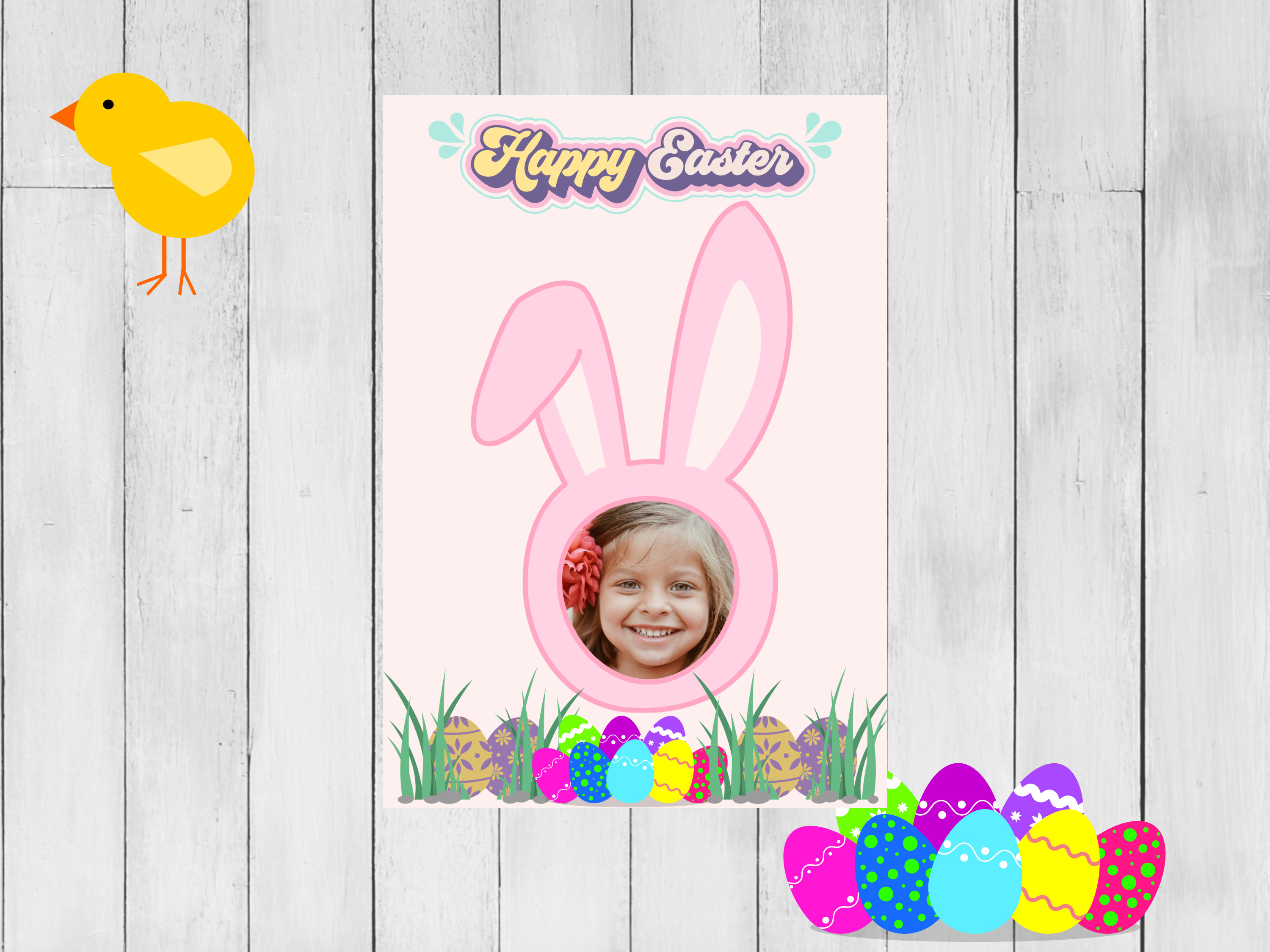 Editable Easter Bunny Portrait Template, Easter Bunny Photo, Editable ...