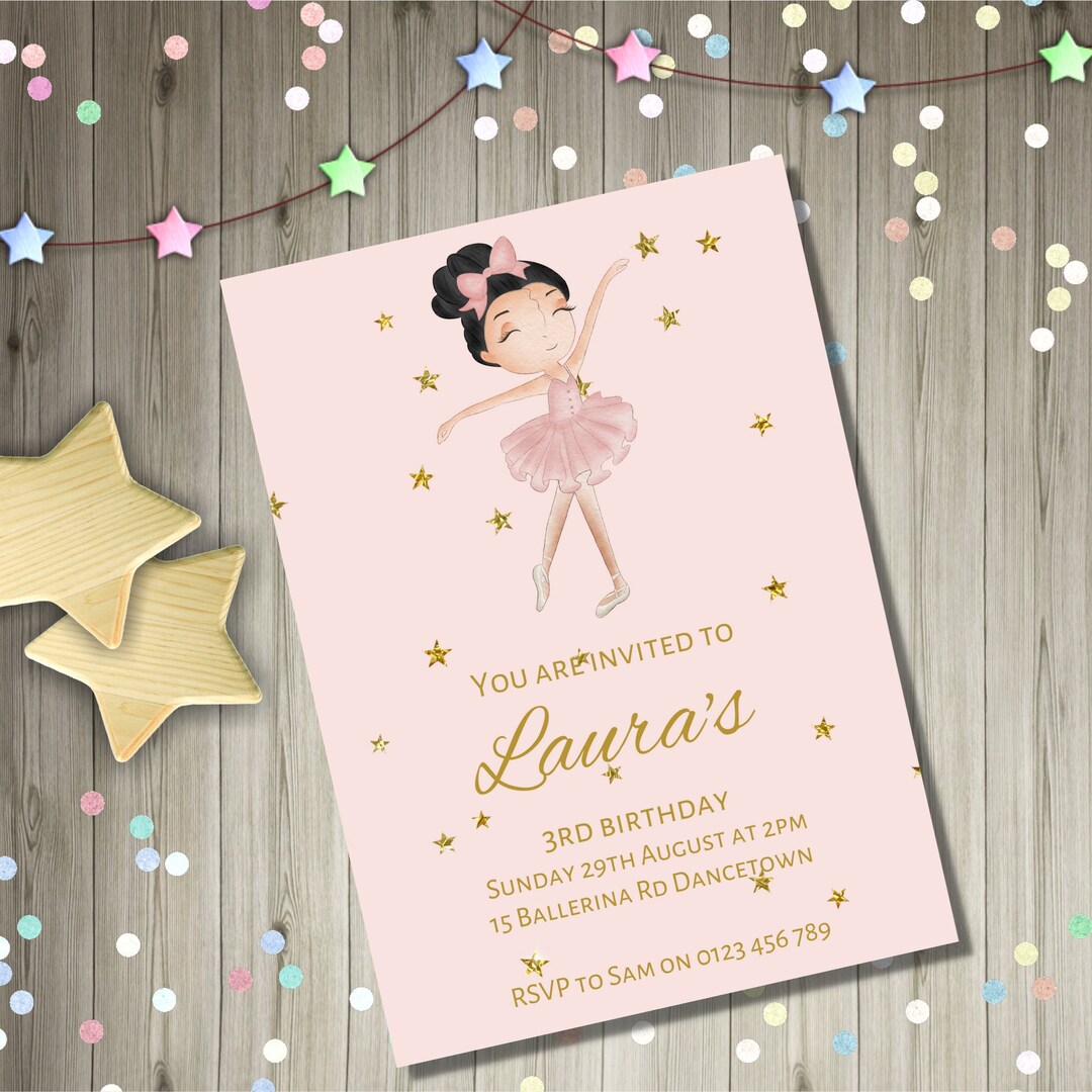 Ballerina Invitation, Digital Invitation, Pink Ballerina Birthday ...