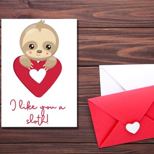 Sloth Valentines Day Cards for Kids, Kids Valentine Cards, Sloth ...