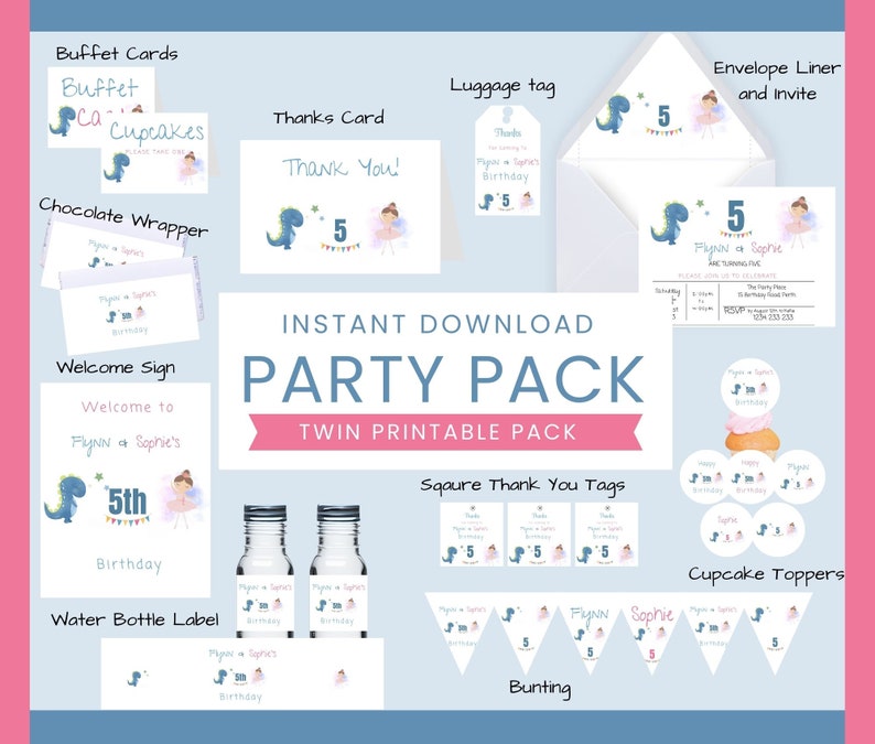 Twin Birthday Bundle, Boy/girl Twin Birthday Bundle,sibling Birthday ...