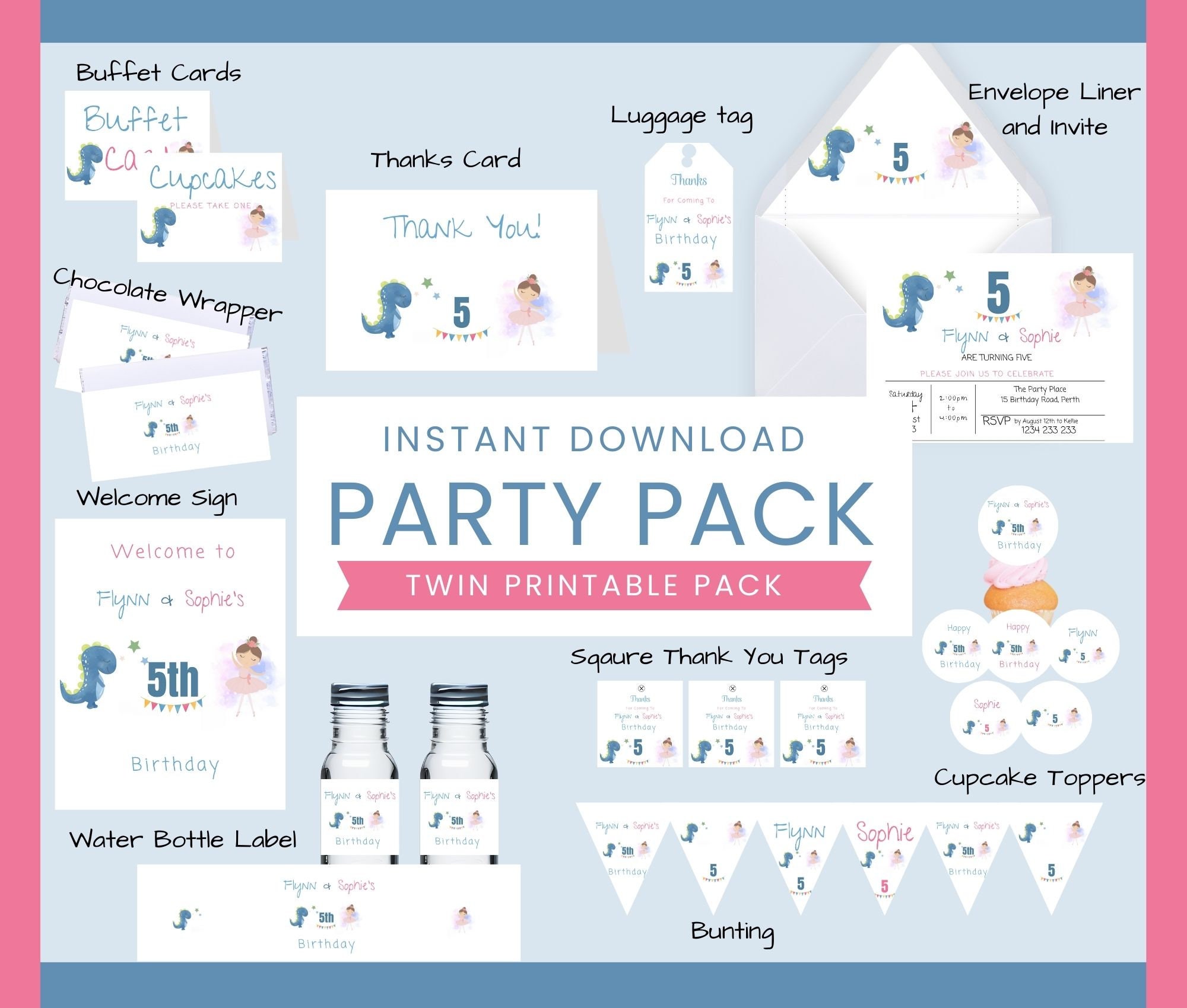 Twin Birthday Bundle, Boy/girl Twin Birthday Bundle,sibling Birthday ...