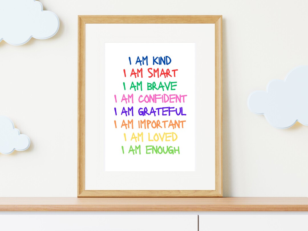 Affirmations for Kids, Rainbow Affirmations Print, I Am Kind Smart ...