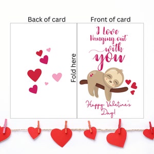 Sloth Valentines Day Cards for Kids, Kids Valentine Cards, Sloth ...