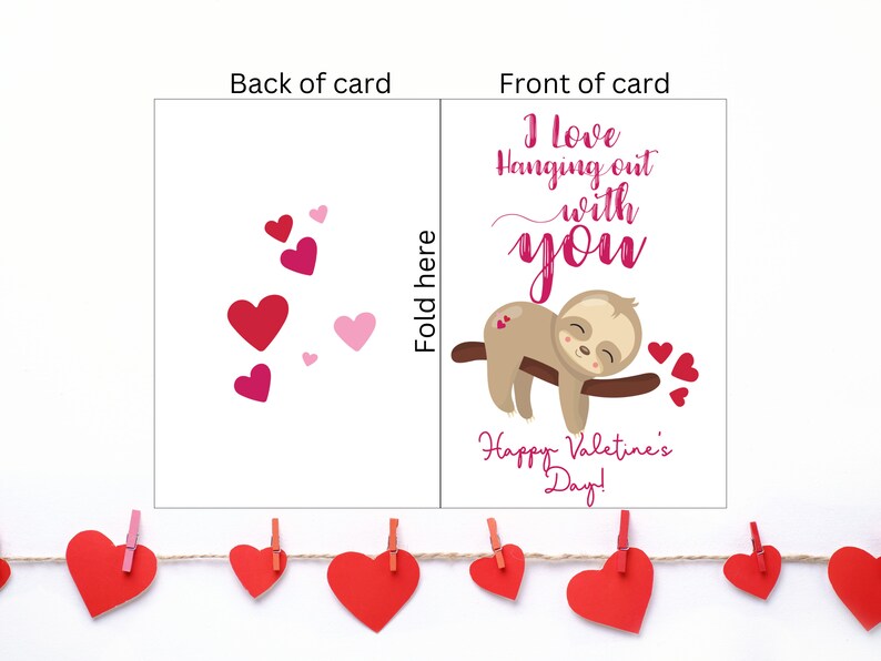 Sloth Valentines Day Cards for Kids, Kids Valentine Cards, Sloth ...