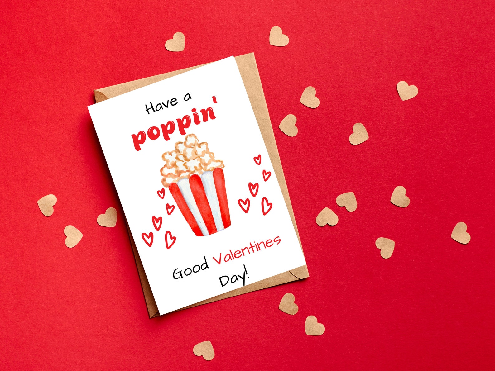 Popcorn Valentines Day Cards for Kids, Kids Valentine Cards, Popcorn ...
