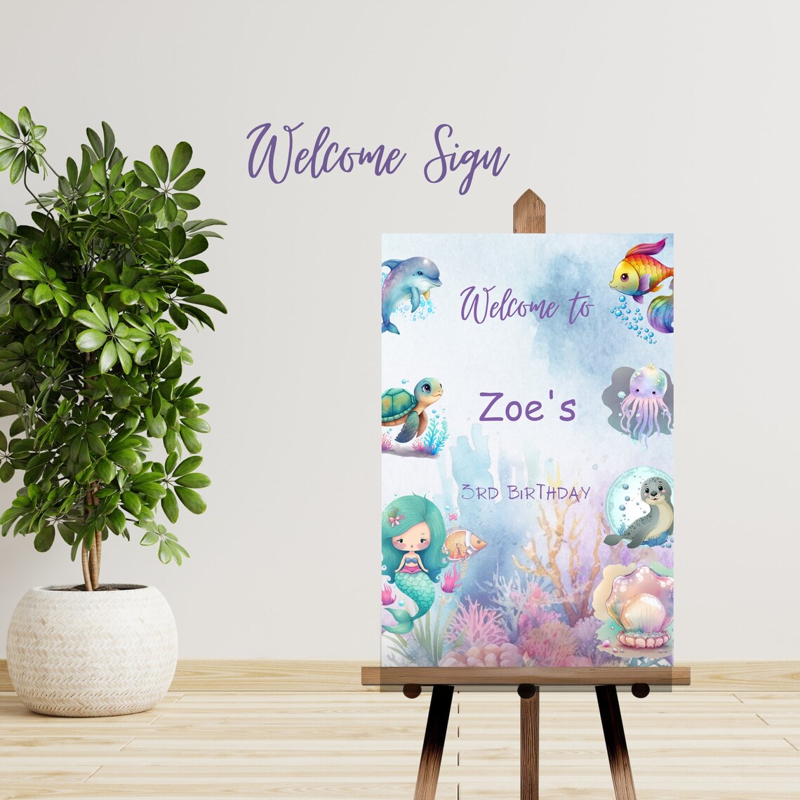 Under the Sea Three Welcome Sign, Digital Download, Birthday Welcome ...
