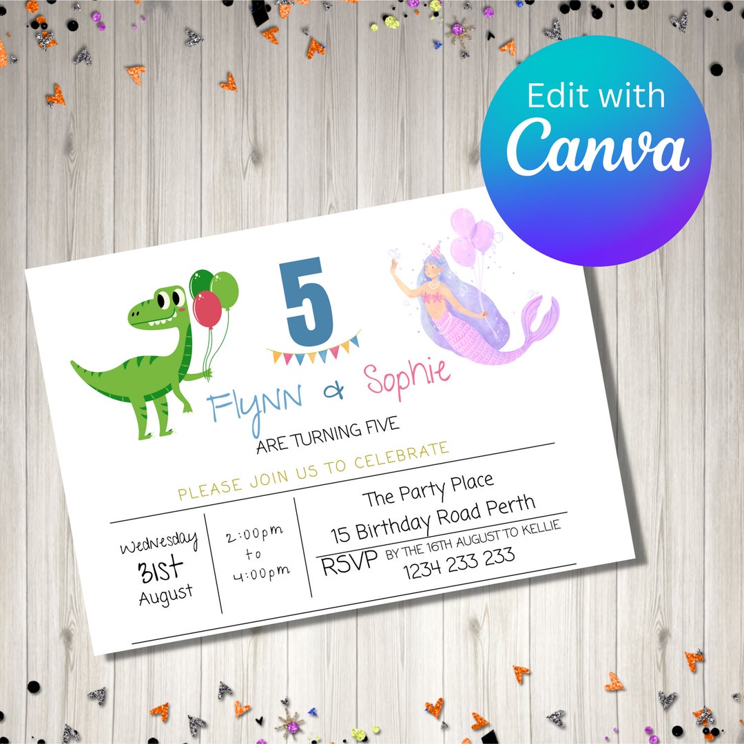 Editable Twin Invitation Digital Invitation Twin Birthday - Etsy