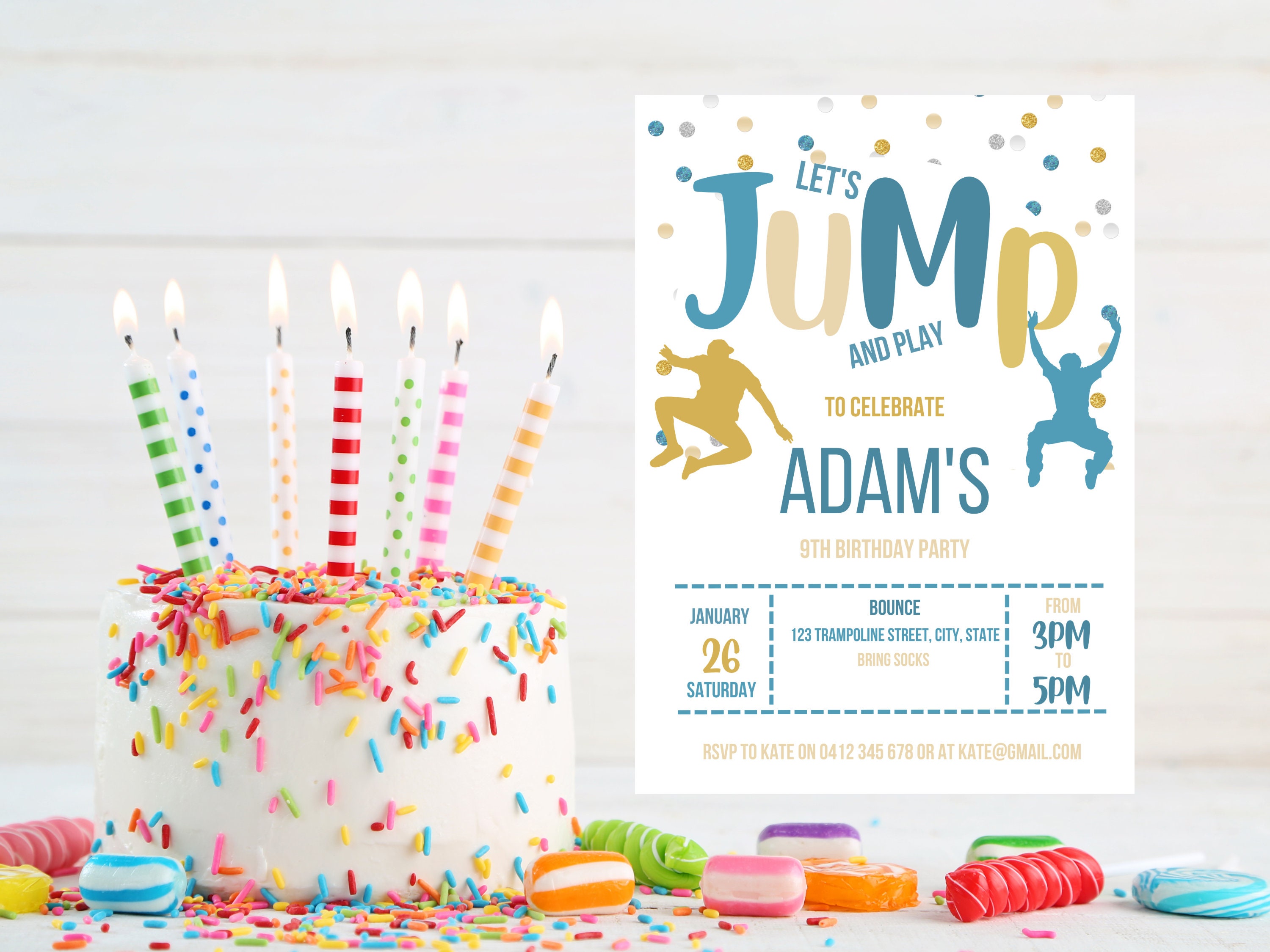 Editable Jump Invitation, Jump Birthday Invite, Jump Party, Trampoline ...
