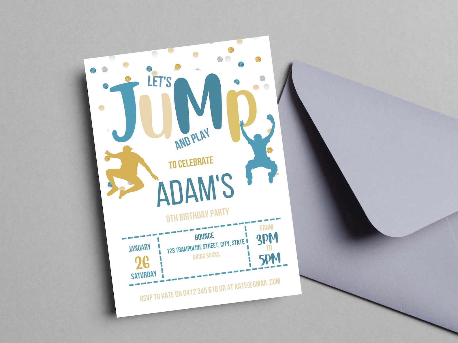 Editable Jump Invitation, Jump Birthday Invite, Jump Party, Trampoline ...