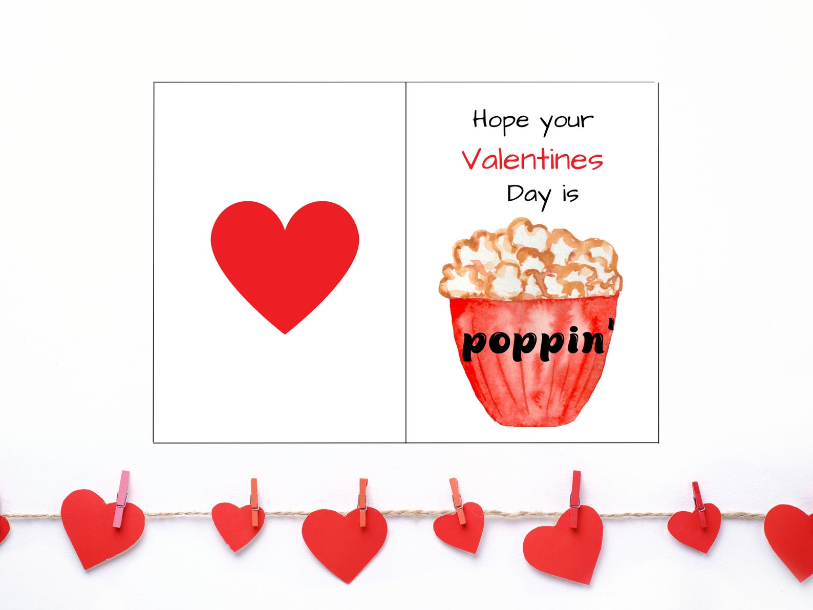 Popcorn Valentines Day Cards for Kids, Kids Valentine Cards, Popcorn ...