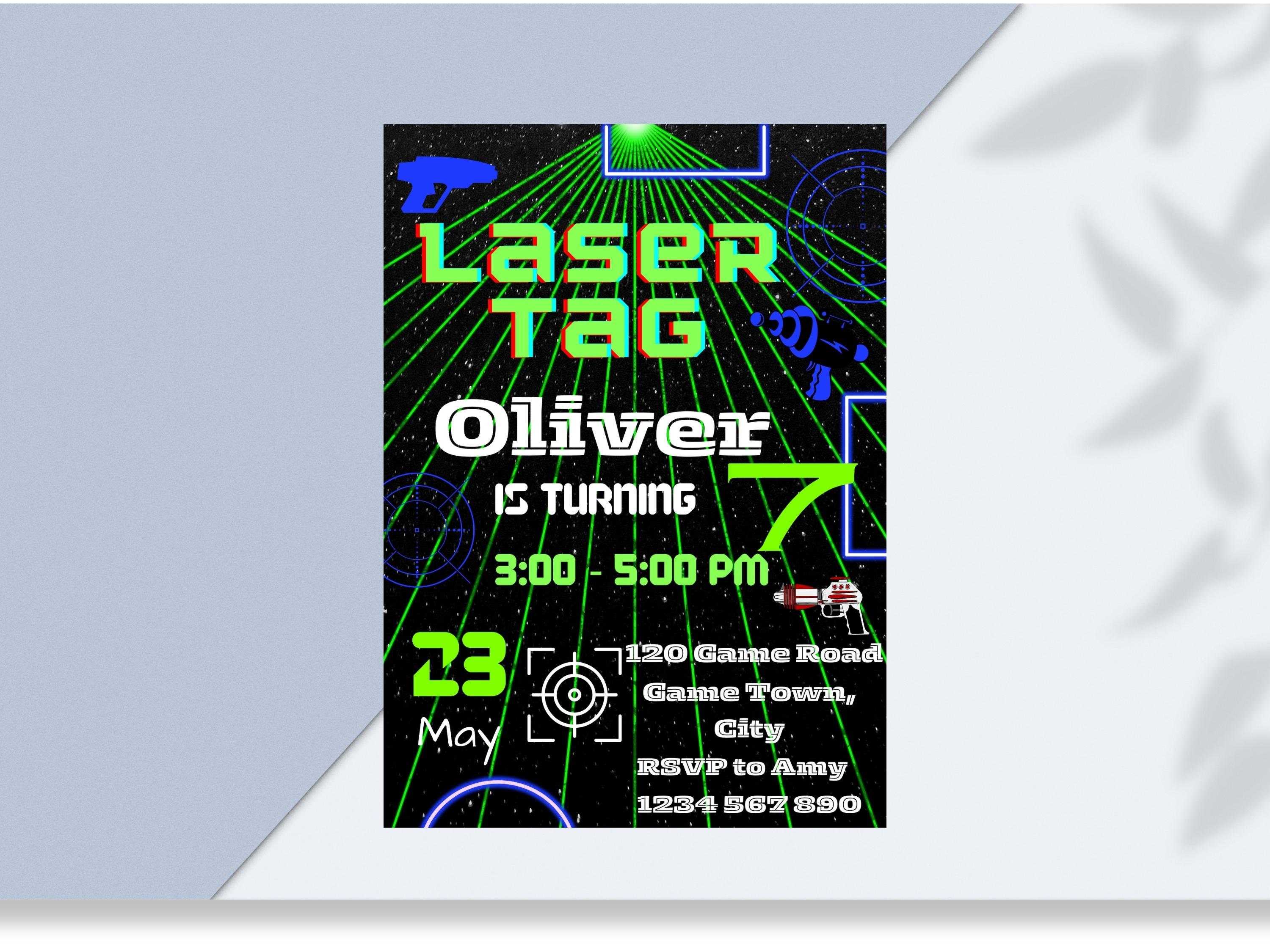Laser Tag Invitation | Instant Download | Diy Canva | Printable ...