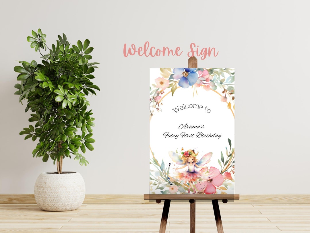 Fairy Welcome Sign, Digital Download, Birthday Welcome Sign,fairy First ...