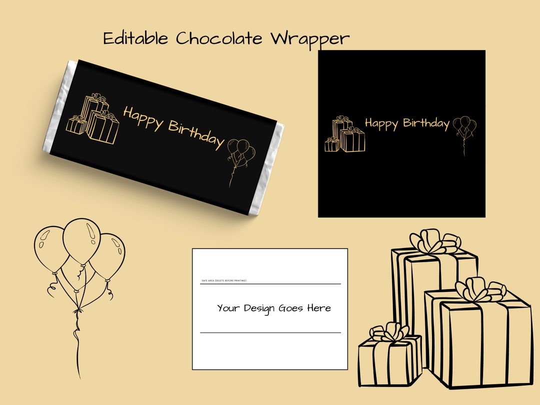 Chocolate Wrappers to Print Editable, Chocolate Label, Chocolate ...