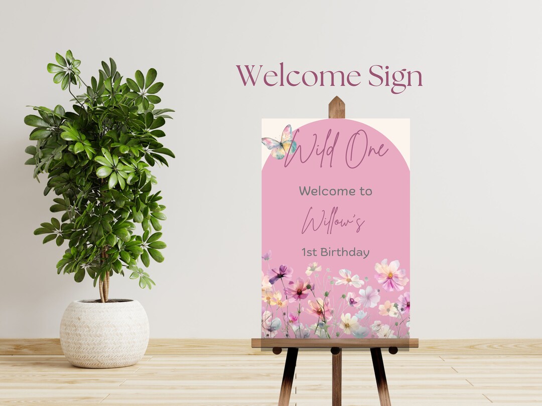 Wild One Welcome Sign, Digital Invitation, First Birthday Welcome Sign ...