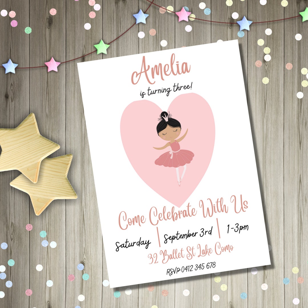 Personalised Ballerina Invitation Digital Invitation Ballerina Birthday ...