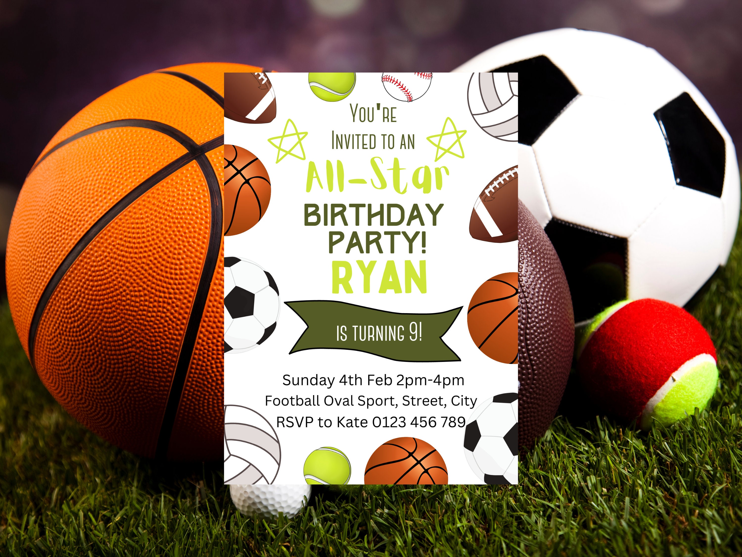 Sports Birthday Invitation, Sports Party Invitation, Sports Invitation ...
