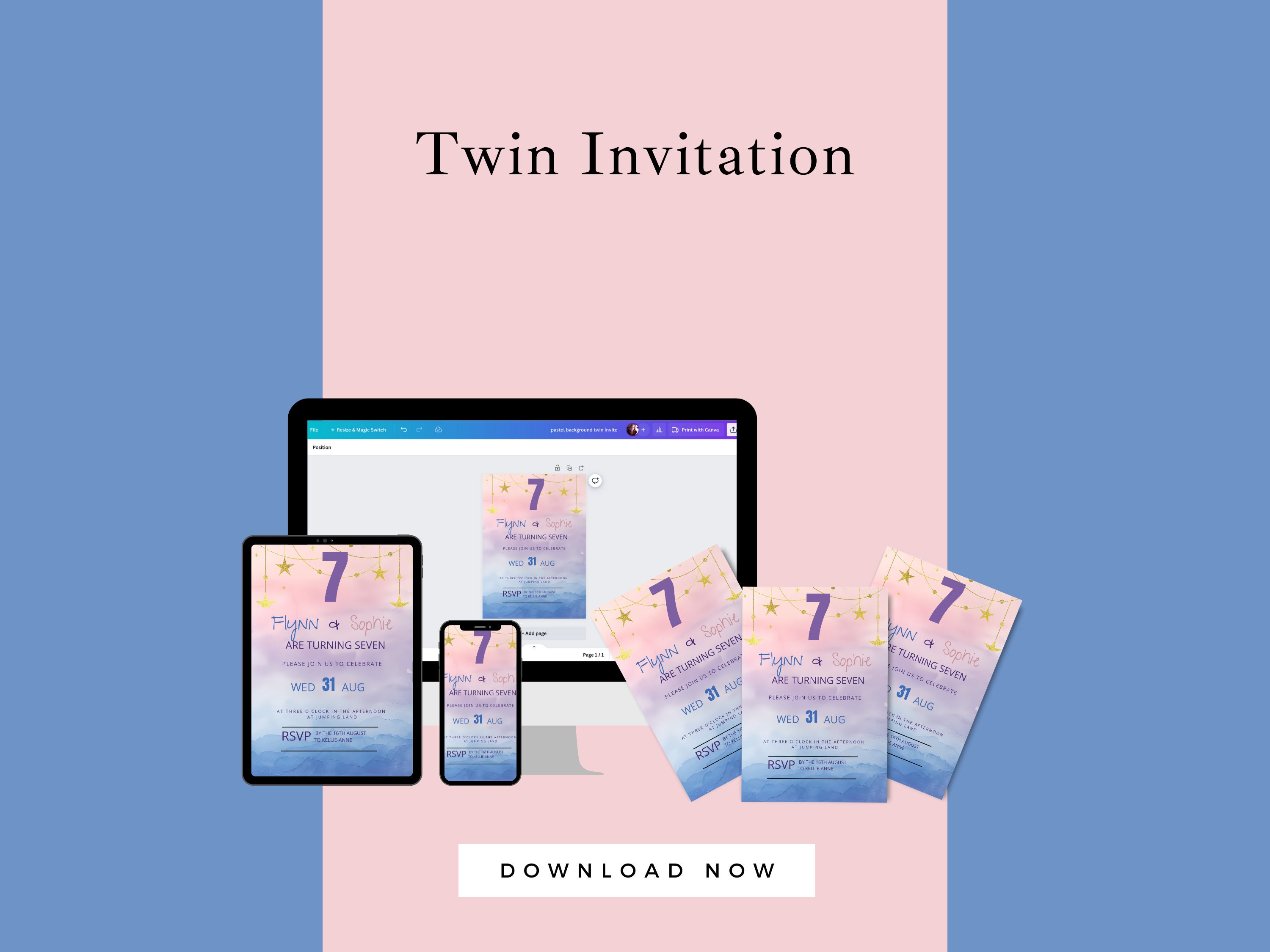 Twin Invitation, Double the Fun Digital Invitation, Twin Birthday ...