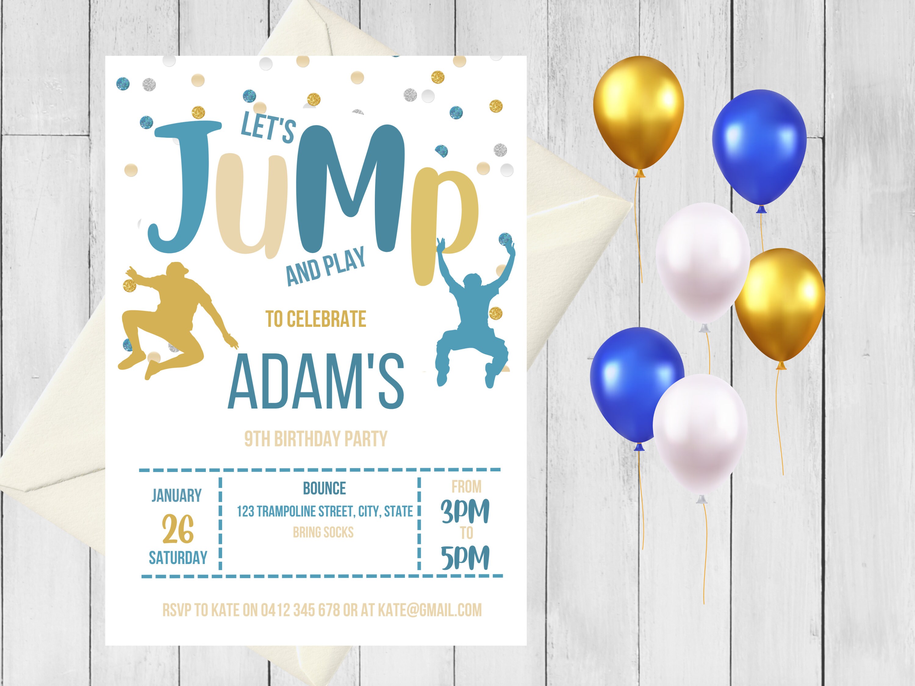 Editable Jump Invitation, Jump Birthday Invite, Jump Party, Trampoline ...