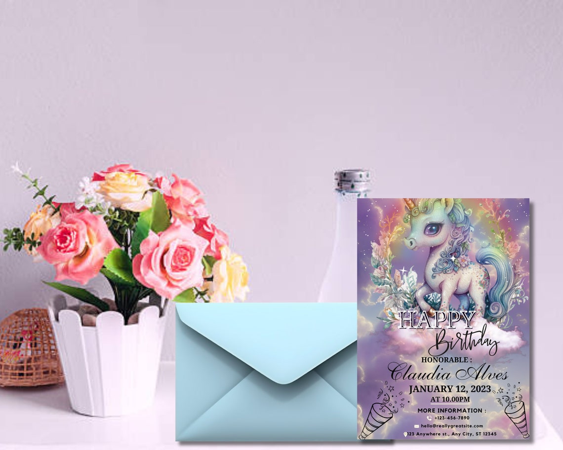 Colorful Birthday Party Invitation Portrait Editable Birthday - Etsy