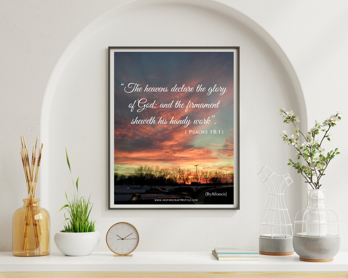 Psalms Bible 19 Vs 1 Verse, Wall Art Decor, Print Bible Quote Print ...